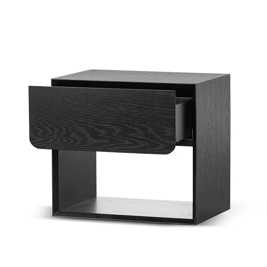 CST6716- CN Oak Bedside Table - Black - The Lounge Hub Australia